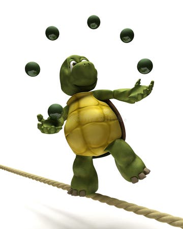 Tortoise Juggling on a Tight Rope Stock Illustration - Illustration of ...