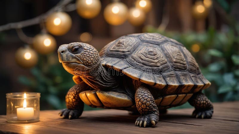 Serene Tortoise at Night: a Peaceful Close-Up Stock Illustration ...