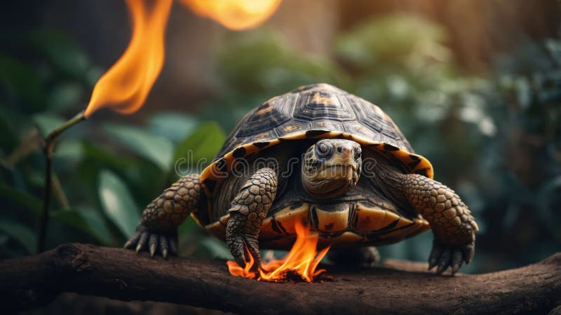 Fiery Tortoise: a Stunning Close-Up in Nature Stock Illustration ...