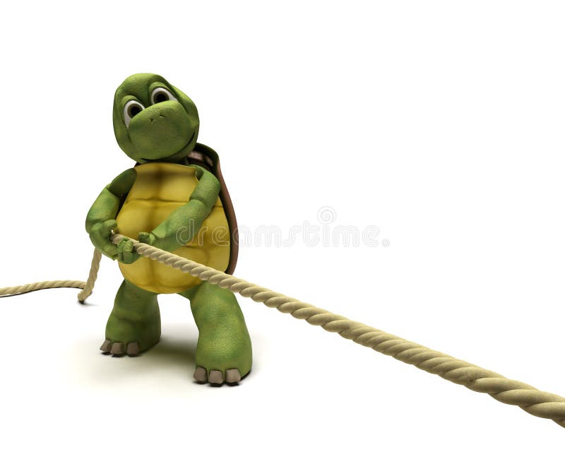 Tortoise pulling on a rope stock illustration. Illustration of turtle ...