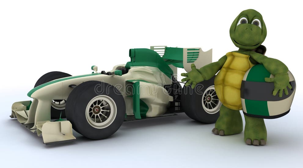 Tortoise with racing car stock illustration. Illustration of race ...