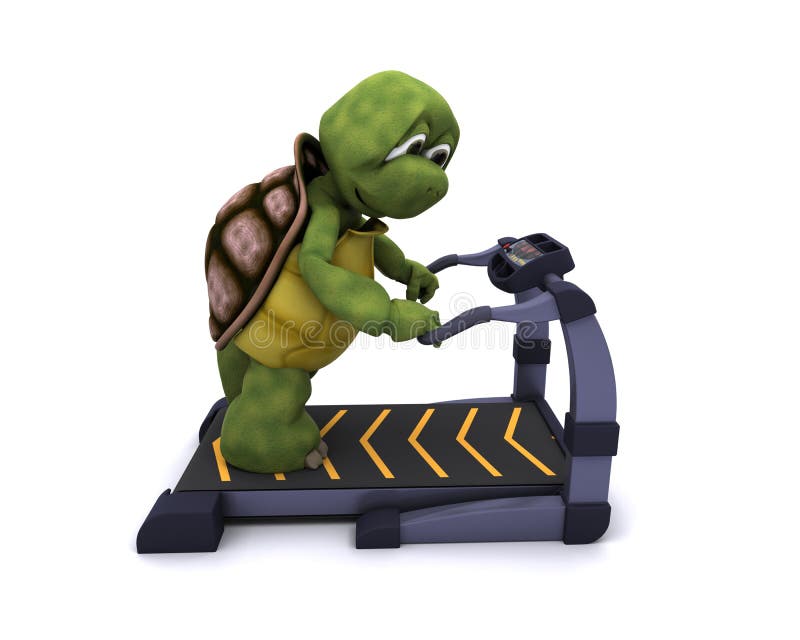 Tortoise Running on a Treadmill Stock Illustration - Illustration of ...