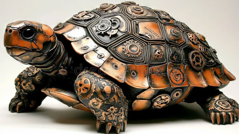 Tortoise Sculpture in Steampunk Style Featuring Complex Gears and a ...