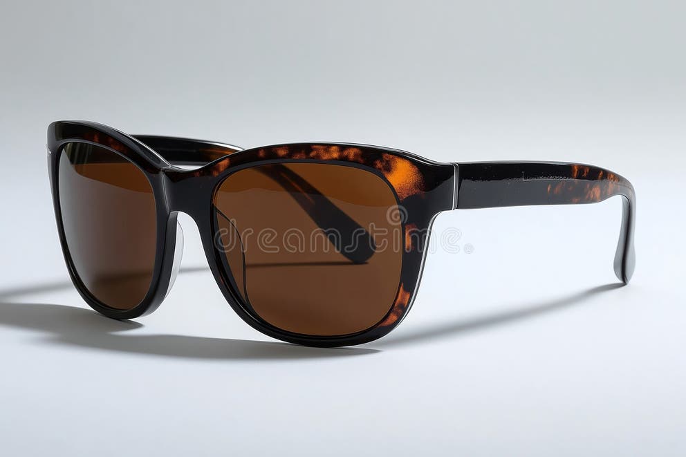 Tortoise Shell Sunglasses Resting on White Surface Stock Image - Image ...