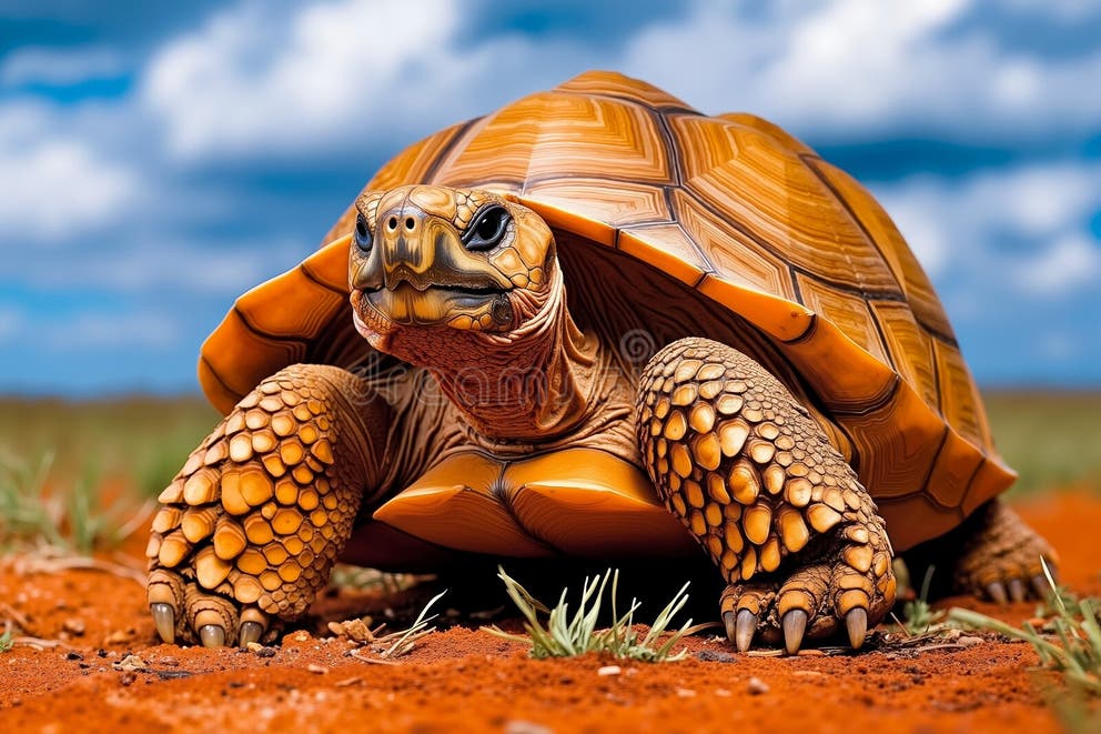 A Tortoise is Sitting on the Ground in the Desert Stock Photo - Image ...