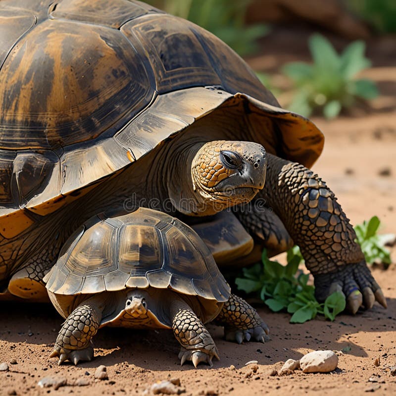 Tortoise with their mother stock illustration. Illustration of tortoes ...