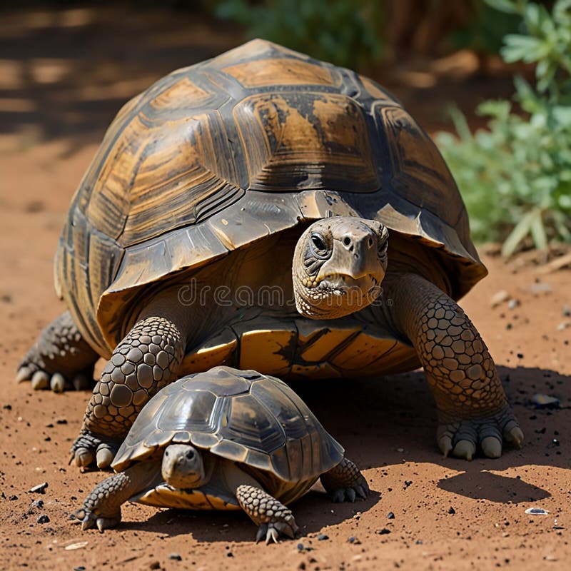 Tortoise with their mother stock illustration. Illustration of select ...