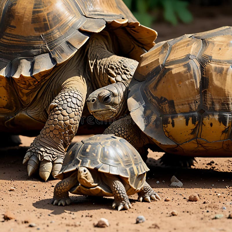 Tortoise with their mother stock illustration. Illustration of select ...