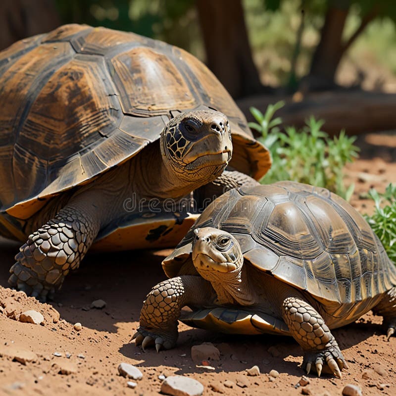 Tortoise with their mother stock illustration. Illustration of slow ...