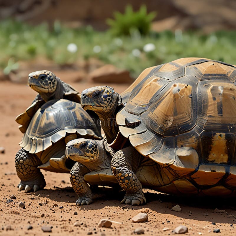 Tortoise with their mother stock illustration. Illustration of ...