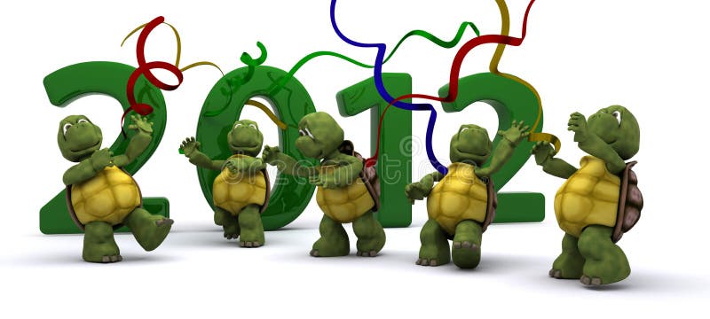 Tortoises Bringing the New Year in Stock Illustration - Illustration of ...