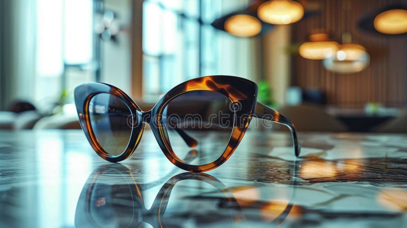 Tortoiseshell Sunglasses on Table. Stock Image - Image of optics ...
