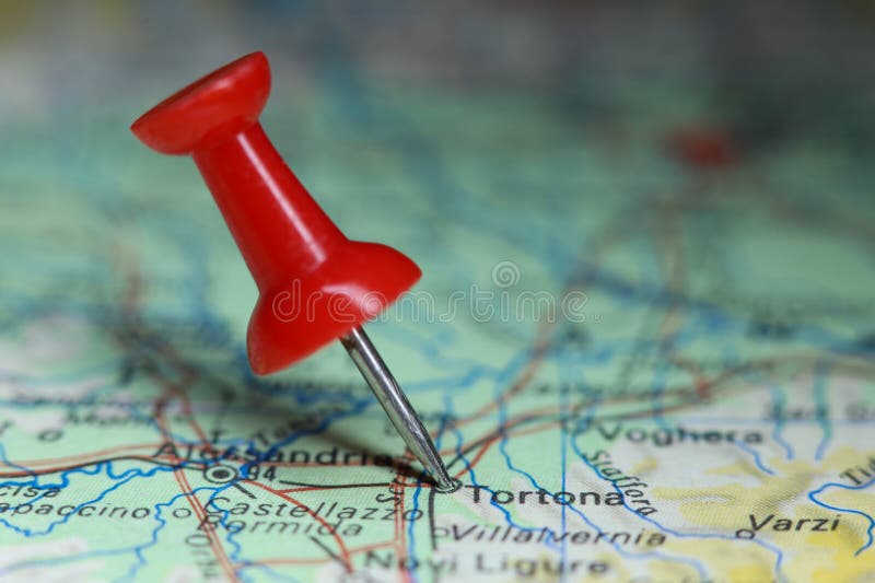 Tortona, Italy pin on map stock photo. Image of journey - 367778572