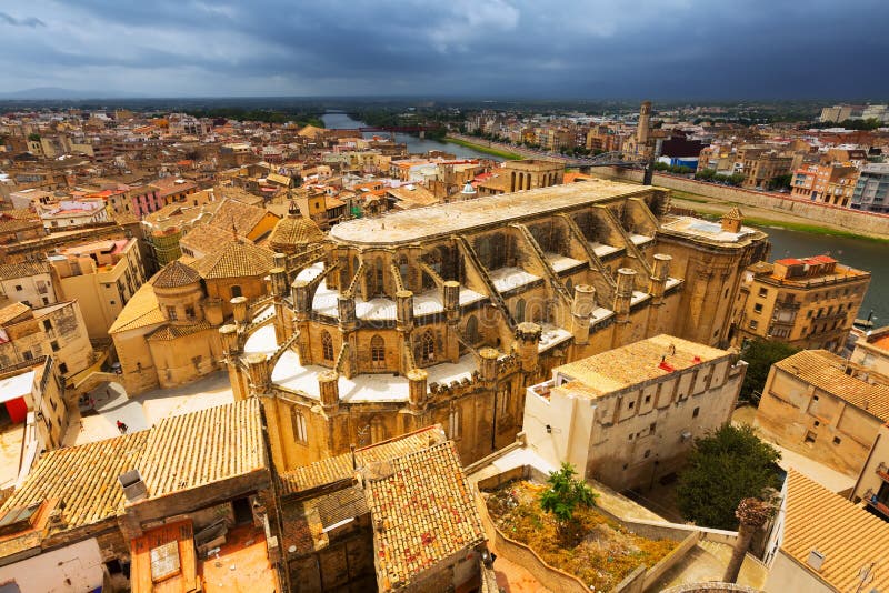 Tortosa with Cathedral from Suda Castle Stock Photo - Image of landmark ...
