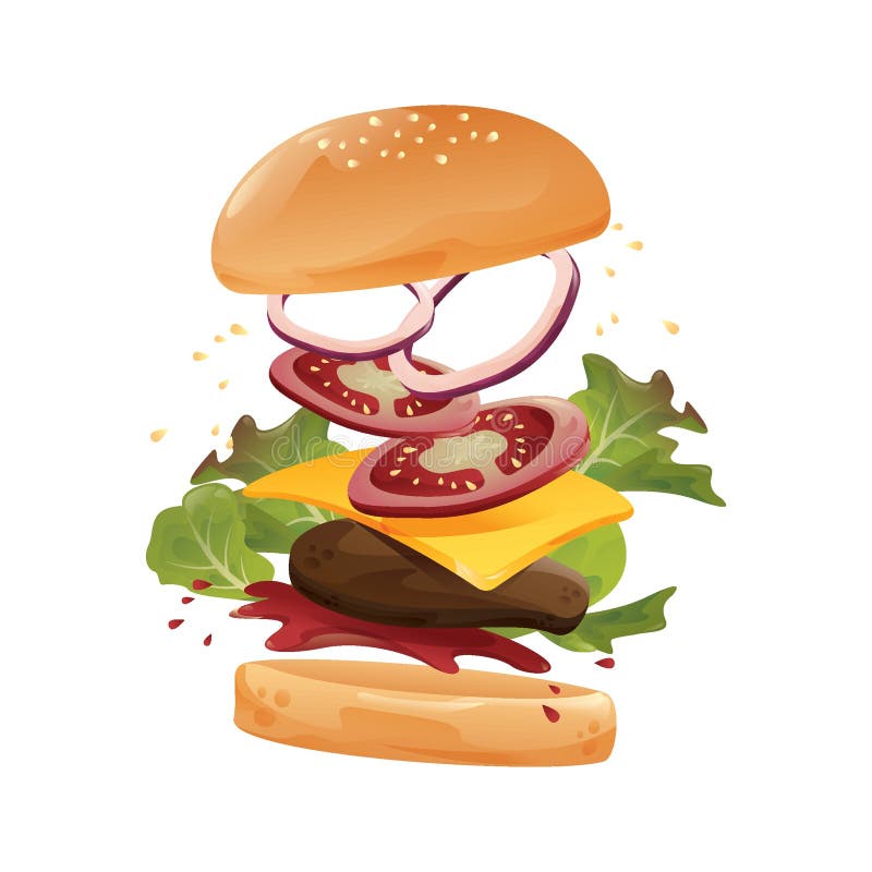 Deconstructed Burger Stock Illustrations – 25 Deconstructed Burger ...