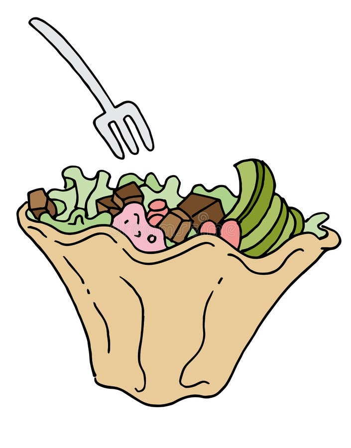 Tostada Salad Mexican Food stock vector. Illustration of chicken - 69893922