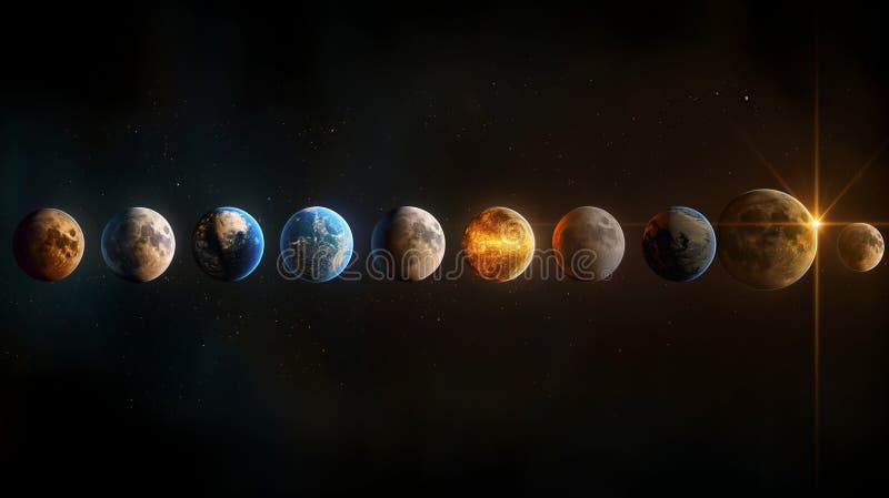 A Total Eclipse of the Sun, Solar Eclipse, Solar System Planets Stock ...