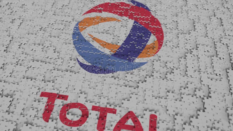 TOTAL Logo Being Composed with Puzzle Pieces, Editorial 3D Rendering ...