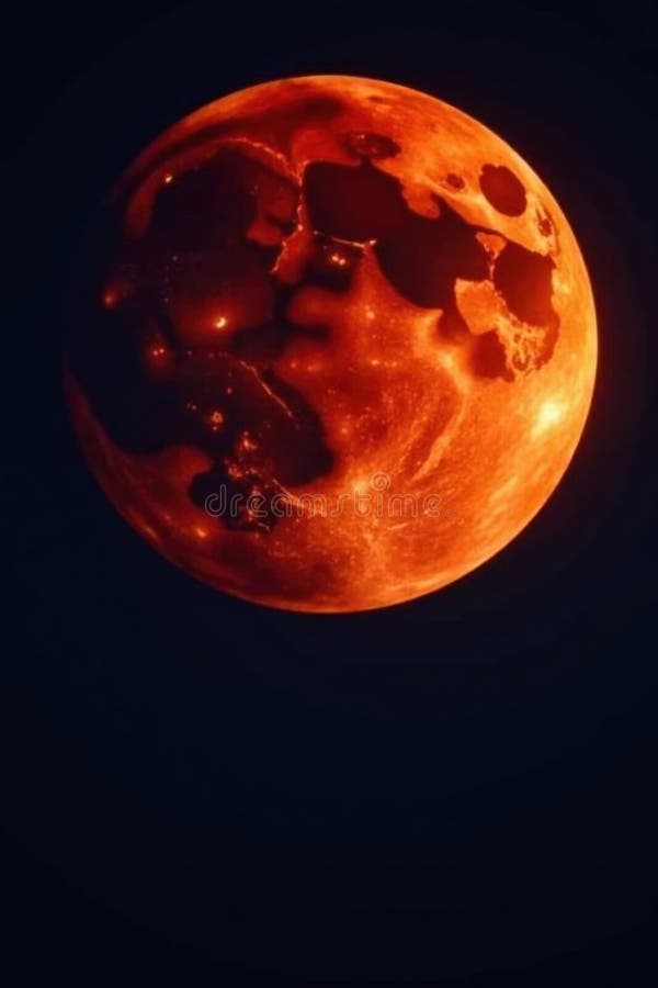 Total Lunar Eclipse, Moon Completely Immersed in Earth S Umbra, Copper ...