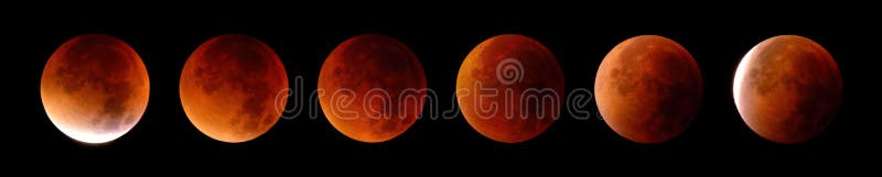 Total Lunar Eclipse in 6 Stages Stock Photo - Image of blood, outer ...