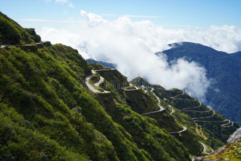 Total Old Silk Route Side View of Sikkim Stock Image - Image of curved ...