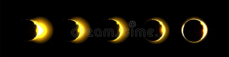 Total and Partial Solar Eclipse. Lunar Phase Light Stock Vector ...