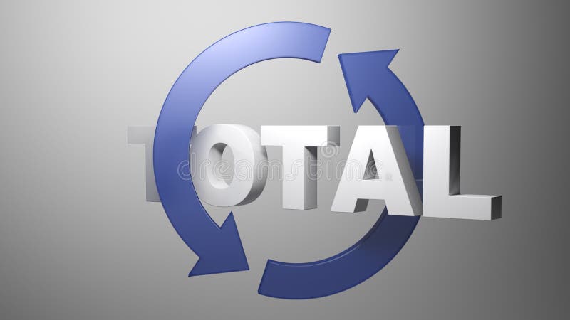 TOTAL with Rotating Arrows - 3D Rendering Illustration Stock ...