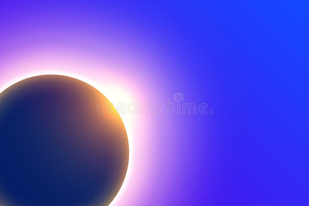 Total Solar Eclipse Banner with Glowing Flare Effect Stock Vector ...