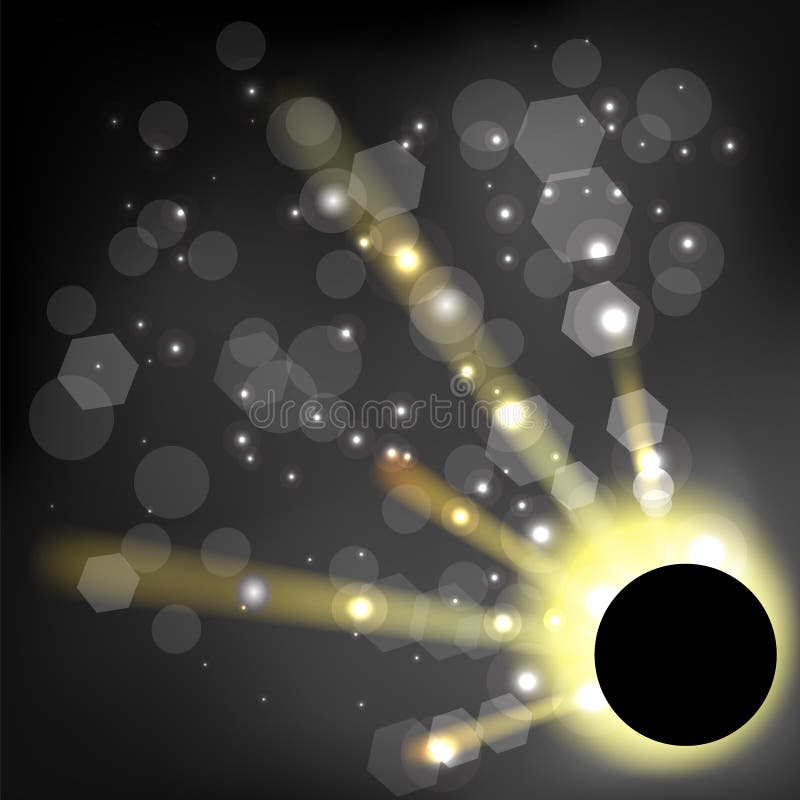 Total Solar Eclipse on Black Background. Abstract Light Effect Stock Vector - Illustration of ...