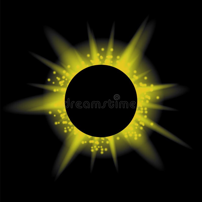 Total Solar Eclipse on Black Background. Abstract Light Effect Stock Vector - Illustration of ...