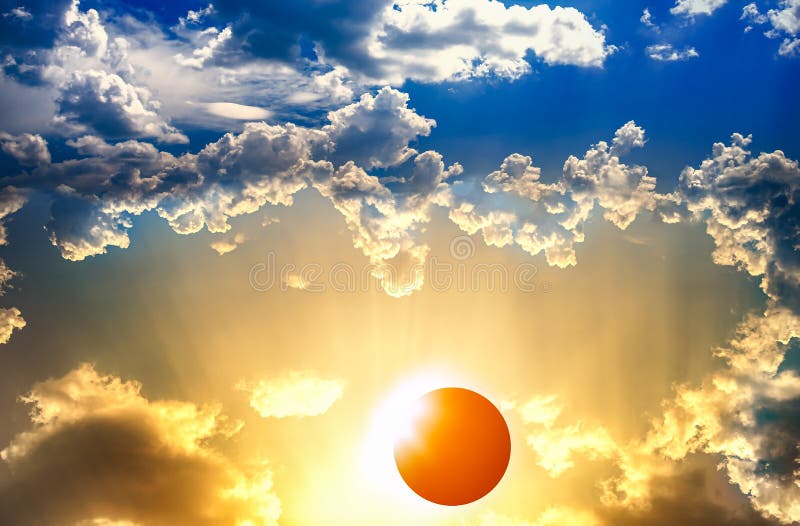 Total Solar Eclipse in Clouds, Atmosphere Stock Photo - Image of ...