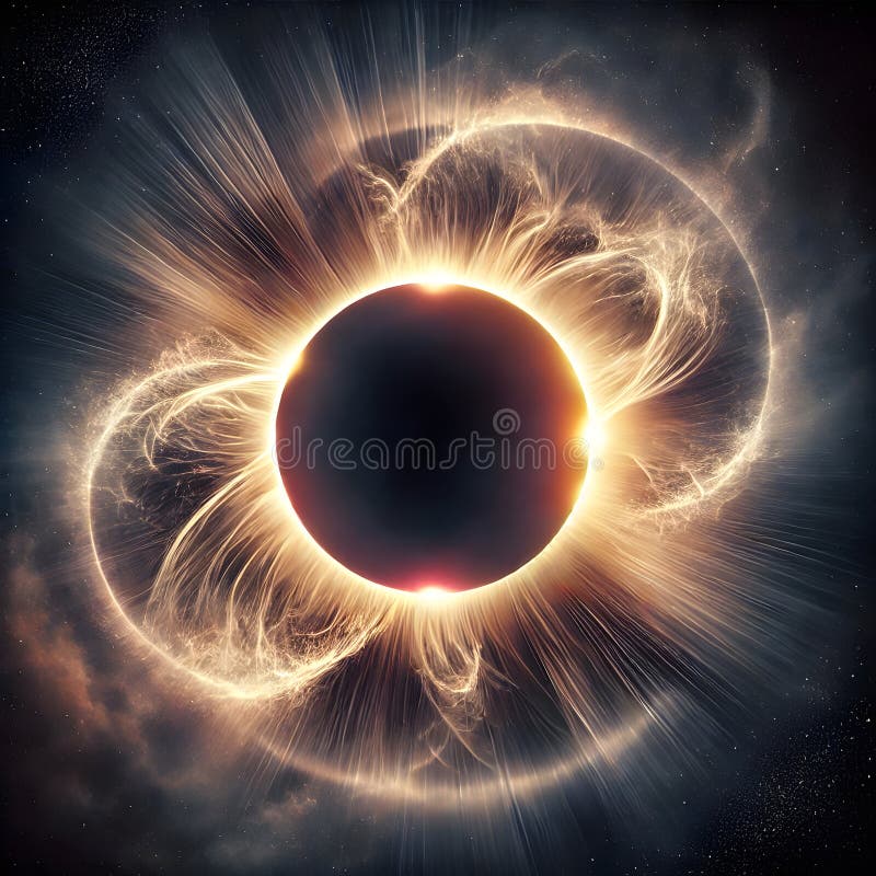 Total Solar Eclipse Creating Diamond Ring Effect in Outer Space Stock ...