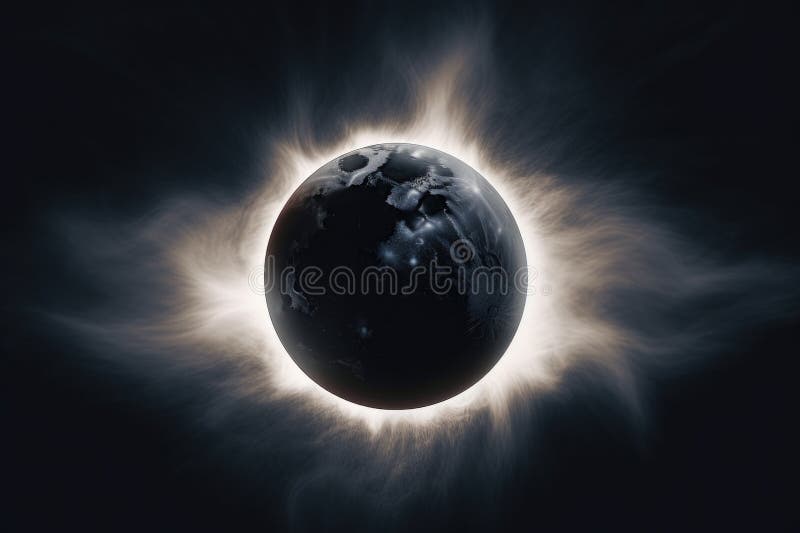 Total Solar Eclipse Isolated Against Dark Sky Stock Illustration ...