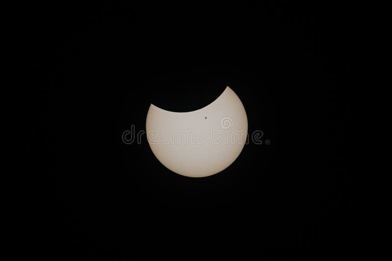 Total Solar Eclipse Ending - Moon Over Sun with Sunspots Stock Image ...
