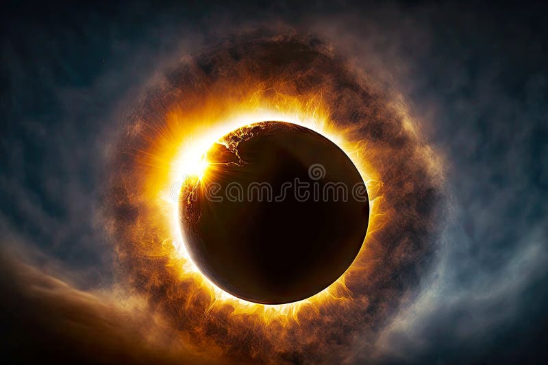 Total Solar Eclipse Isolated Against Dark Sky Stock Illustration ...