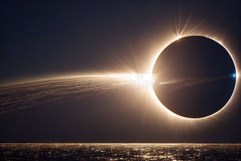 Total Solar Eclipse Isolated Against Dark Sky Stock Illustration ...