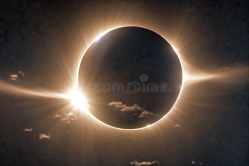 Total Solar Eclipse Isolated Against Dark Sky Stock Illustration ...