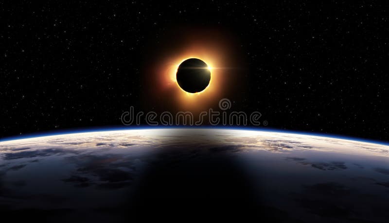 Total Solar Eclipse. the Moon Covers the Sun Stock Illustration ...