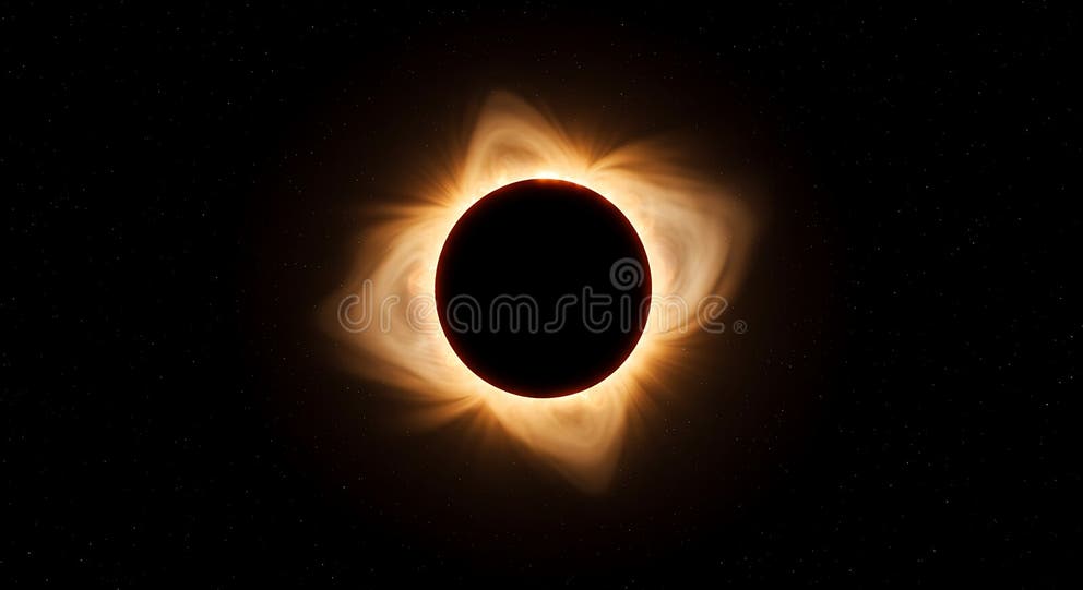 A Total Solar Eclipse with the Moon Fully Blocking the Sun, Showing the ...