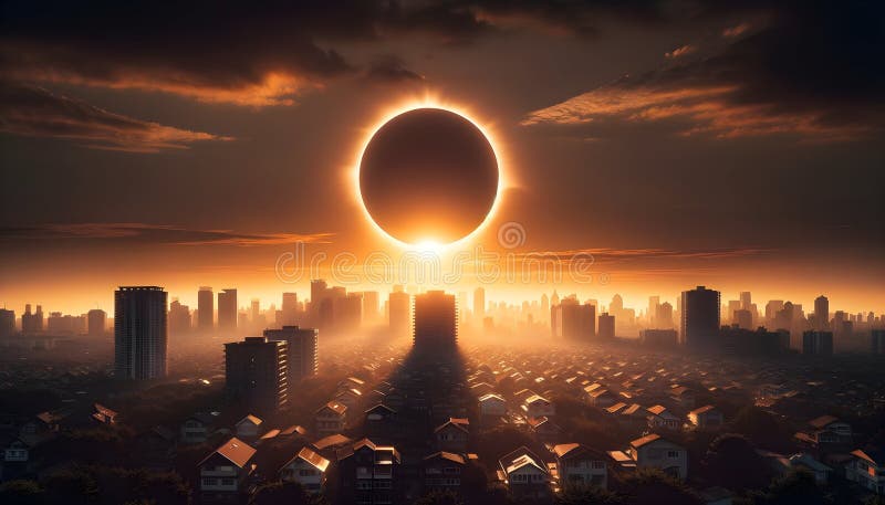 Total Solar Eclipse Isolated Against Dark Sky Stock Illustration ...