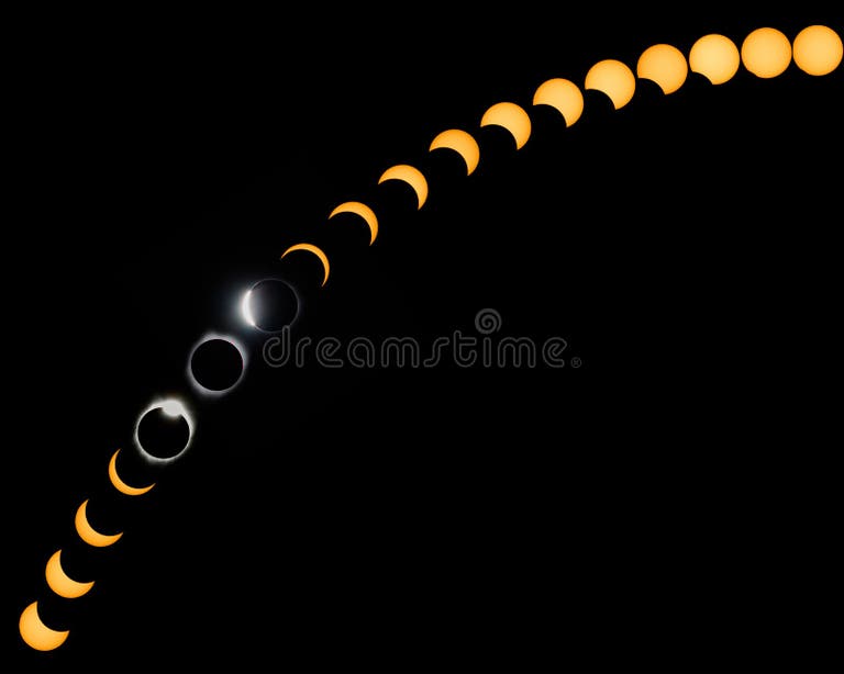 Total Solar Eclipse Phases on a Curved Path Stock Image - Image of ...
