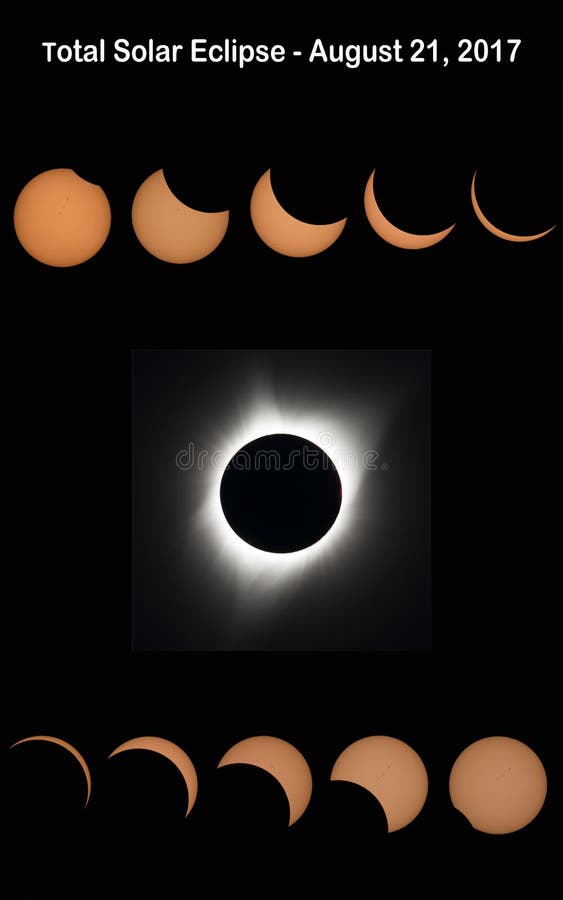 Total Solar Eclipse Phases Isolated on Black Background. Elements of this Image Were Furnished ...