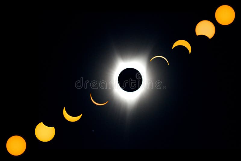 Total Solar Eclipse Progression Stock Photo - Image of full, white ...