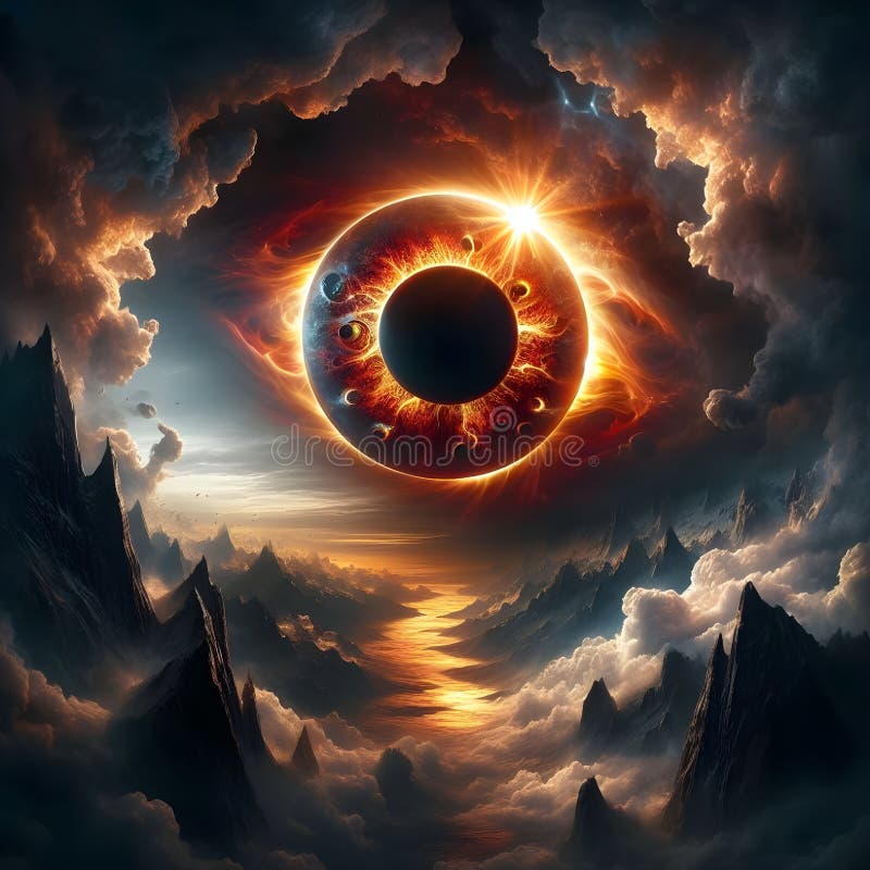 Total Solar Eclipse Scene that Resembles the Eye of Sauron. Stock ...