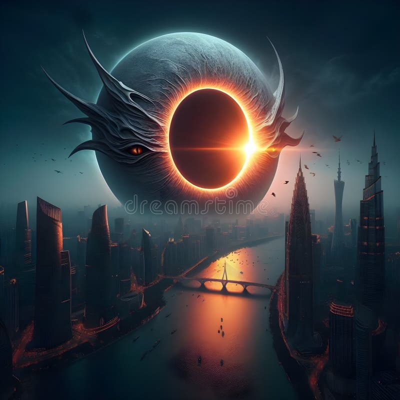 Total Solar Eclipse Scene that Resembles the Eye of Sauron. Stock ...