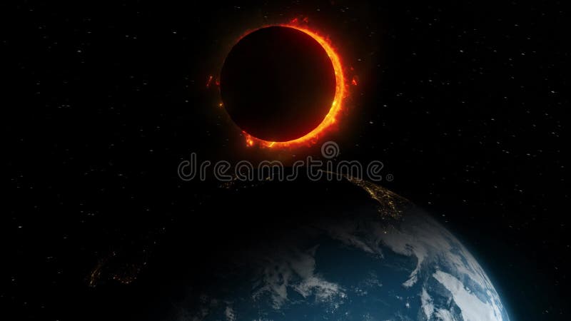 Total Solar Eclipse Seen from Earth S Orbit in Outer Space Stock ...