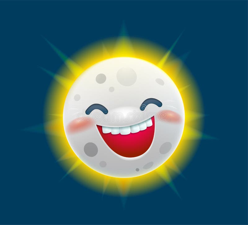 Total Solar Eclipse with Smiling Face of Moon Stock Vector ...