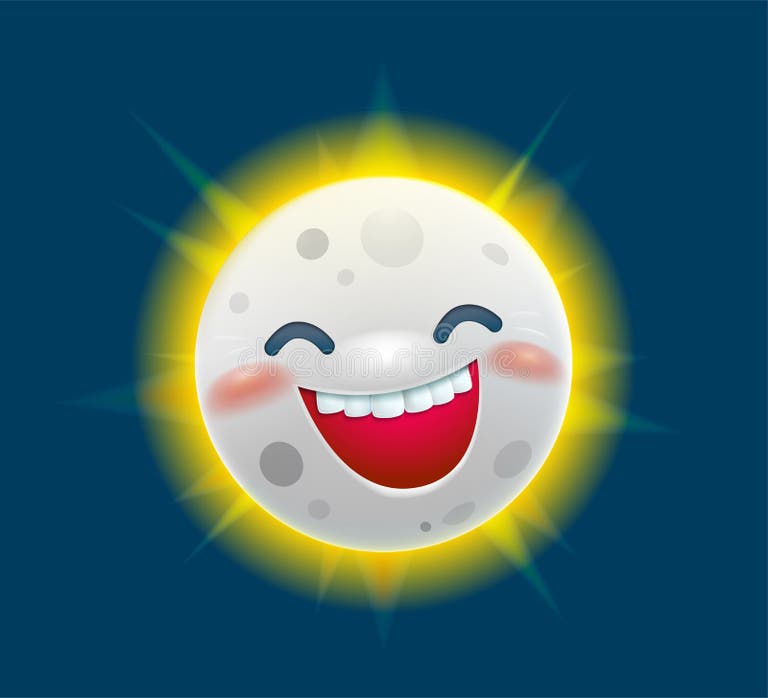 Total Solar Eclipse with Smiling Face of Moon Stock Vector ...