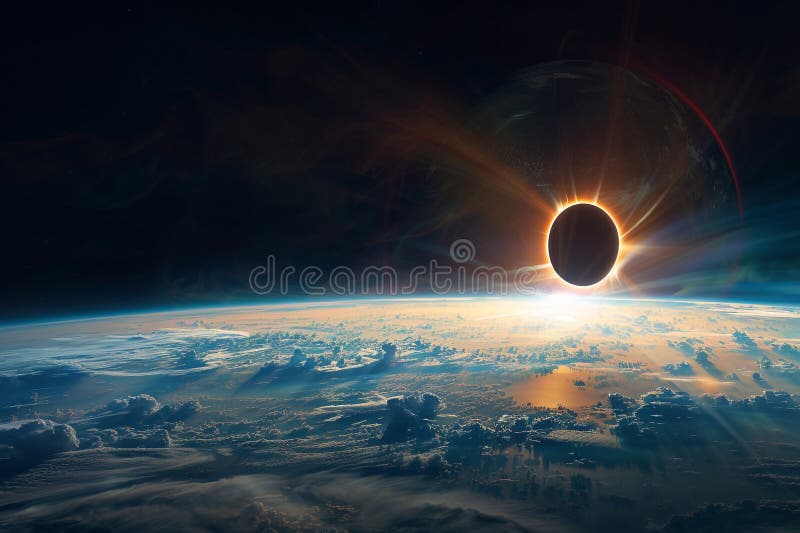 Total Solar Eclipse from Space Stock Illustration - Illustration of ...