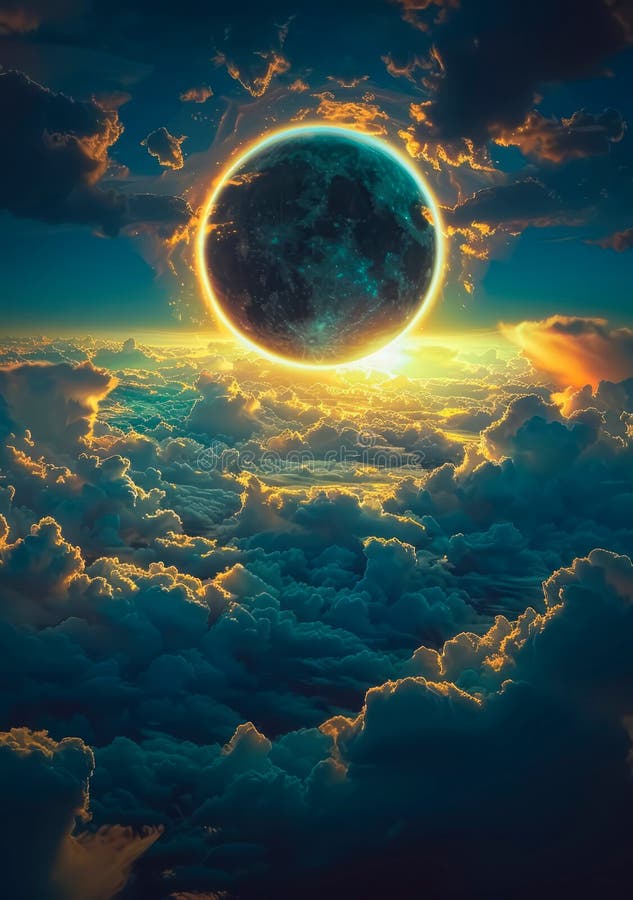 Total Solar Eclipse from Space, Cosmic Background Stock Image - Image ...